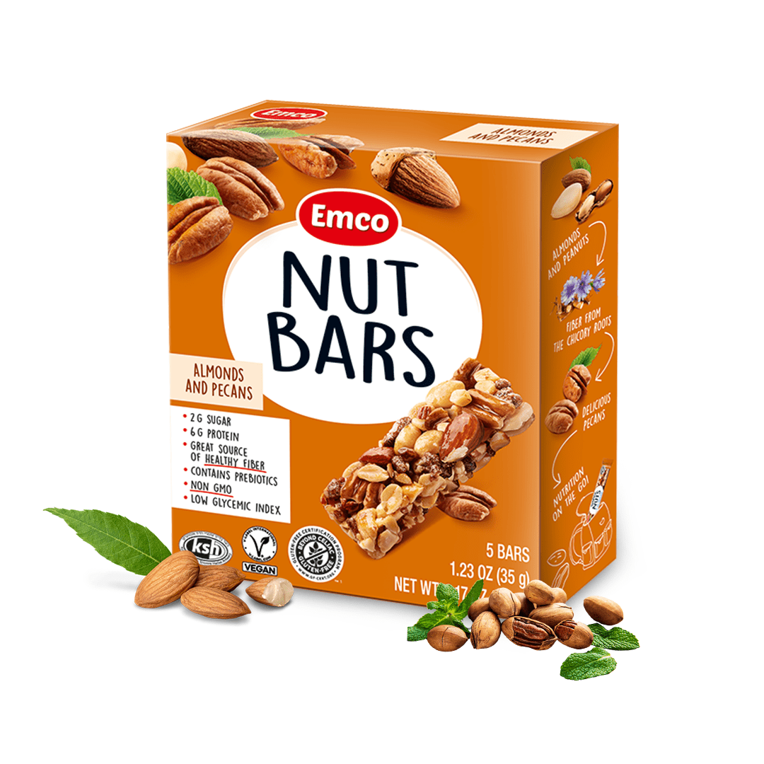 Emco Nut Bar with Almonds and Pecan Nuts (No Added Sugar) 35g Pack of ...