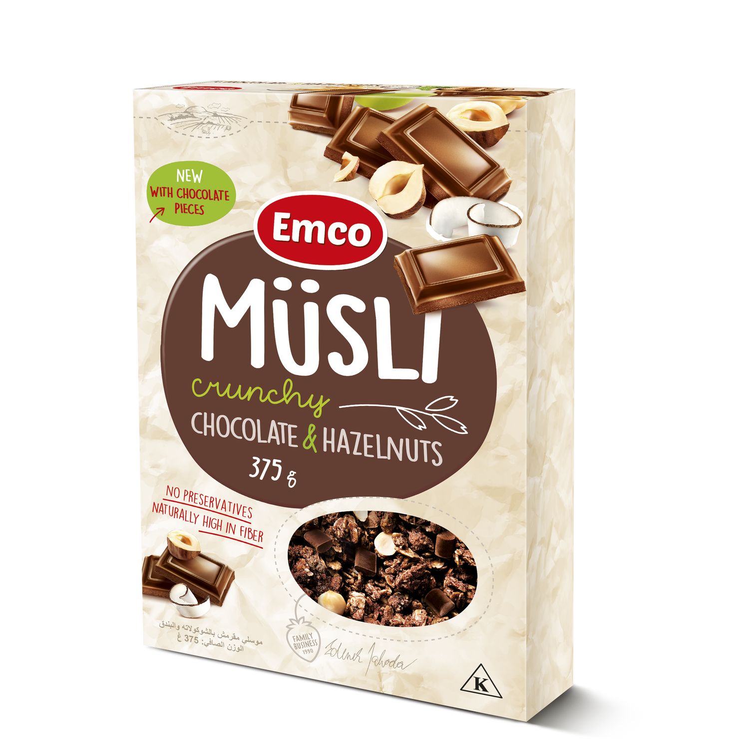 Emco Musli Crunchy Oat Cereal with Chocolate and Hazelnuts 375g ...